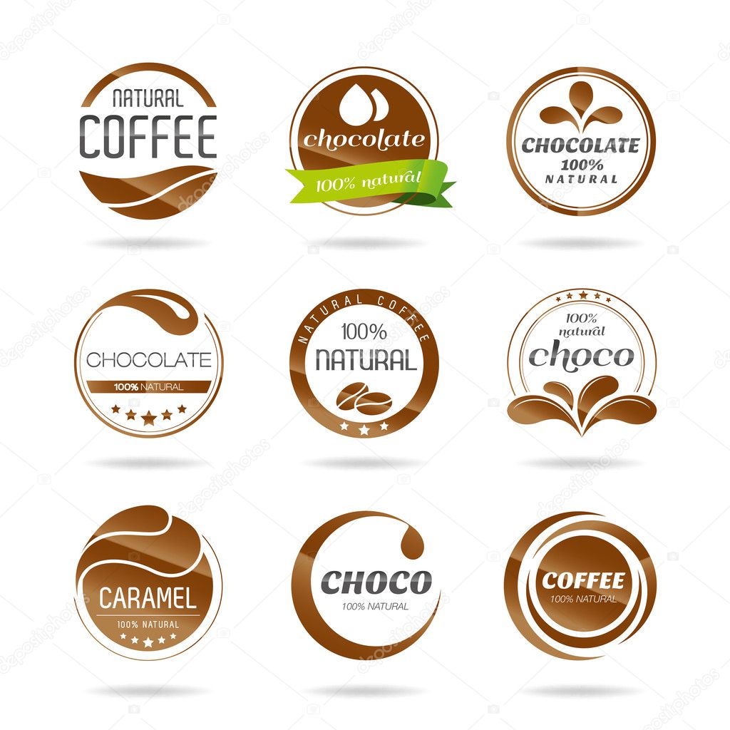 Chocolate, coffe and caramel icon design - sticker. Stock Vector by ...