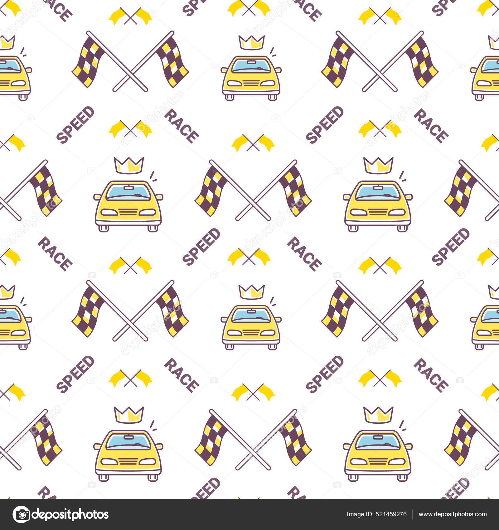 Vector Auto Sport Illustration Winner Car Race Flag White Background ...