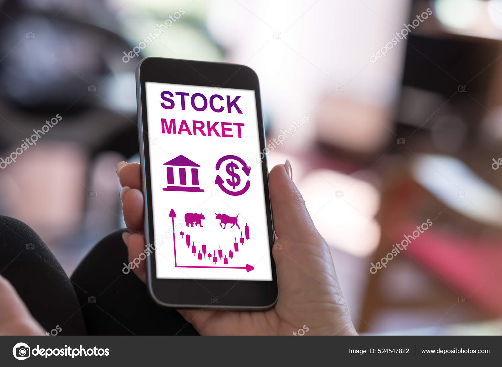 Hand Holding Smartphone Stock Market Concept Stock Photo by ©thodonal ...