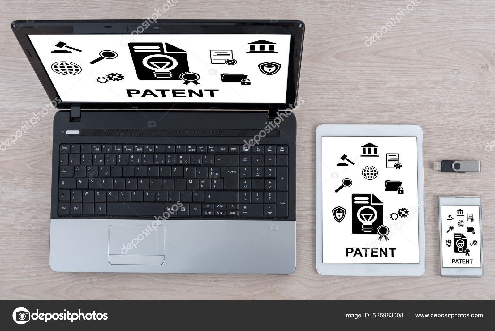 Patent Concept Shown Different Information Technology Devices Stock ...