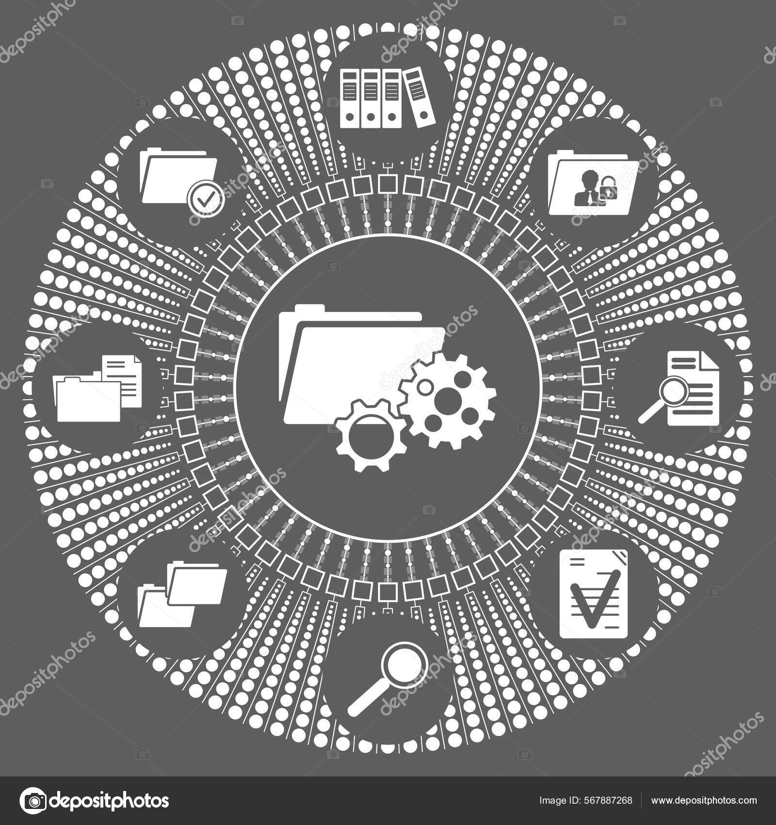 Concept Document Management Connected Icons — Stock Photo © thodonal ...