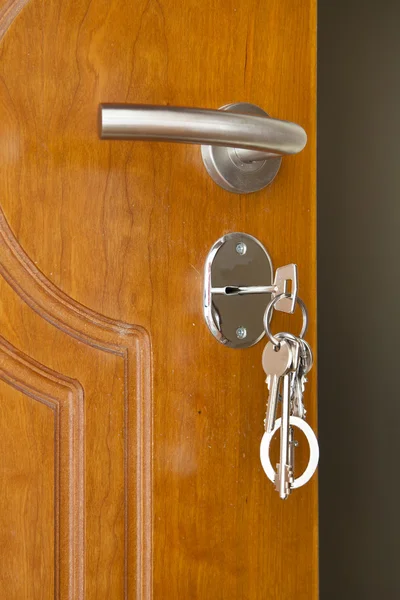 Door handle with inserted key in the keyhole — Stock Photo © dechevm ...