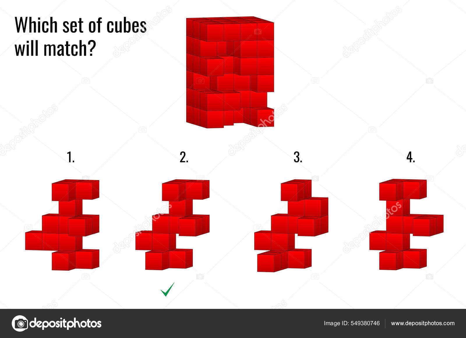 Abstract Reasoning Question Red Color One Main Object Made Cubes Stock ...