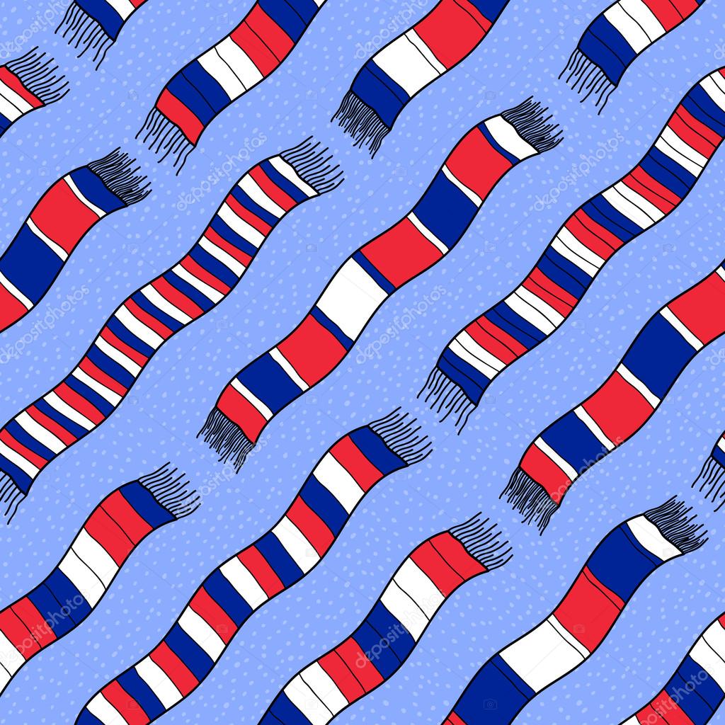 Winter background with France Flag Scarves. Seamless vector patt Stock ...