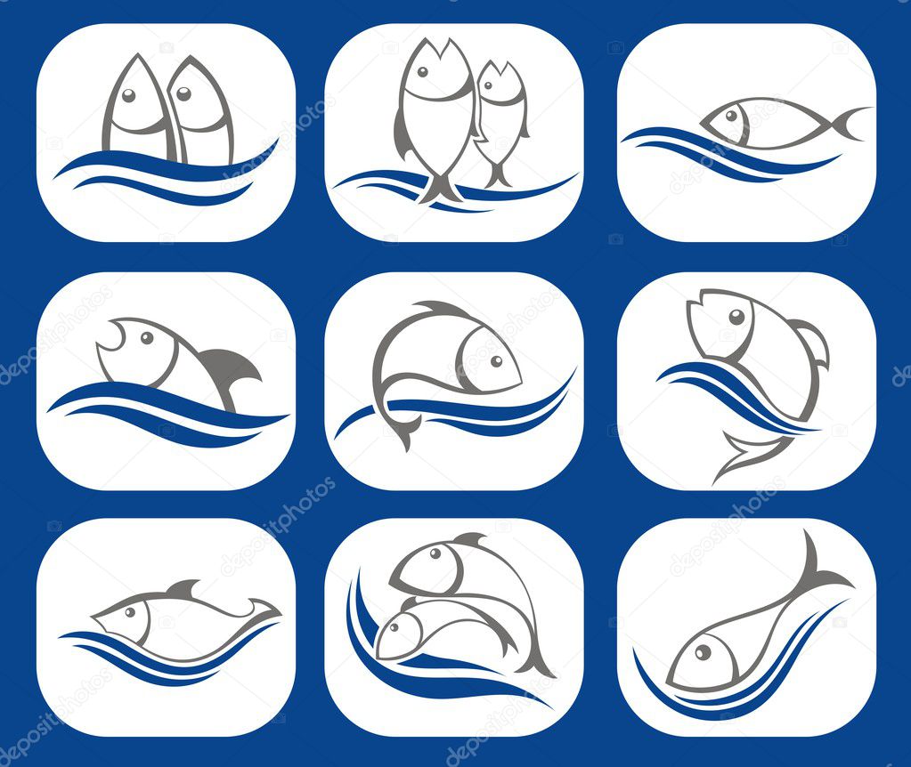 Signs with fish Stock Vector by ©Ksyshakiss 45424523