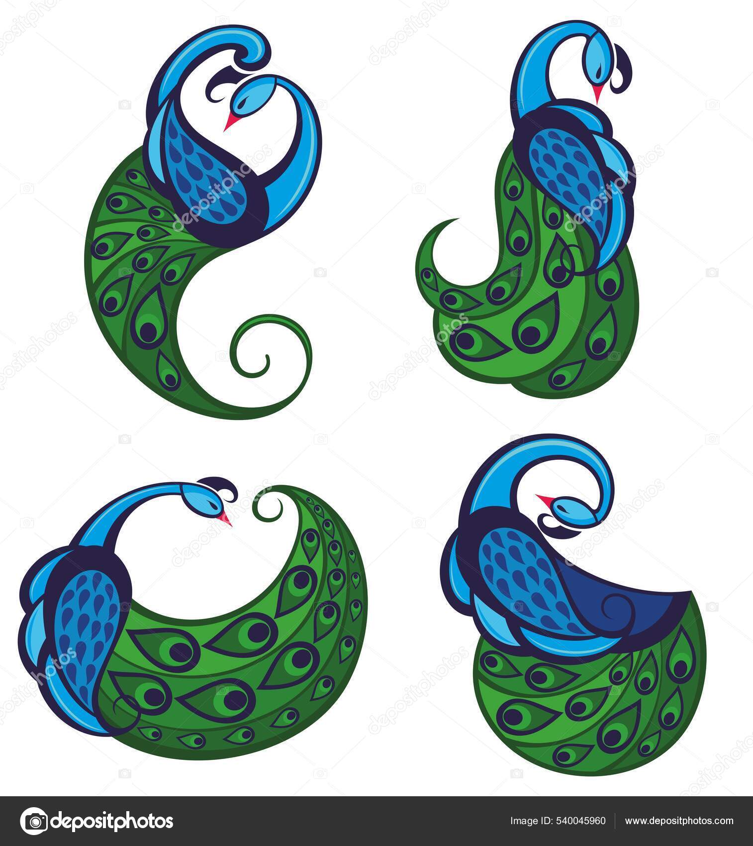 Peacock Logos Isolated Peacock White Background Stock Vector Image by ...