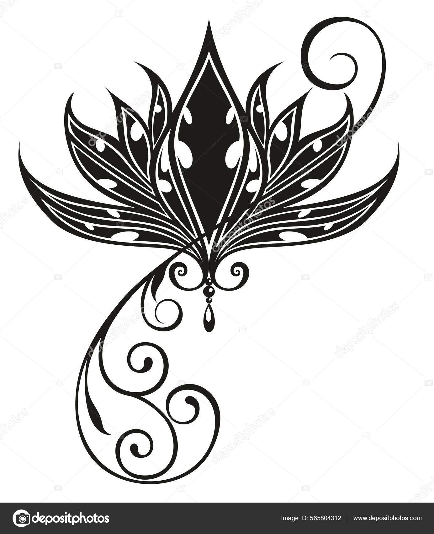 Ikon Lotus Sketsa Mengisolasi Simbol Bunga Pada Warna Putih Vektor ...