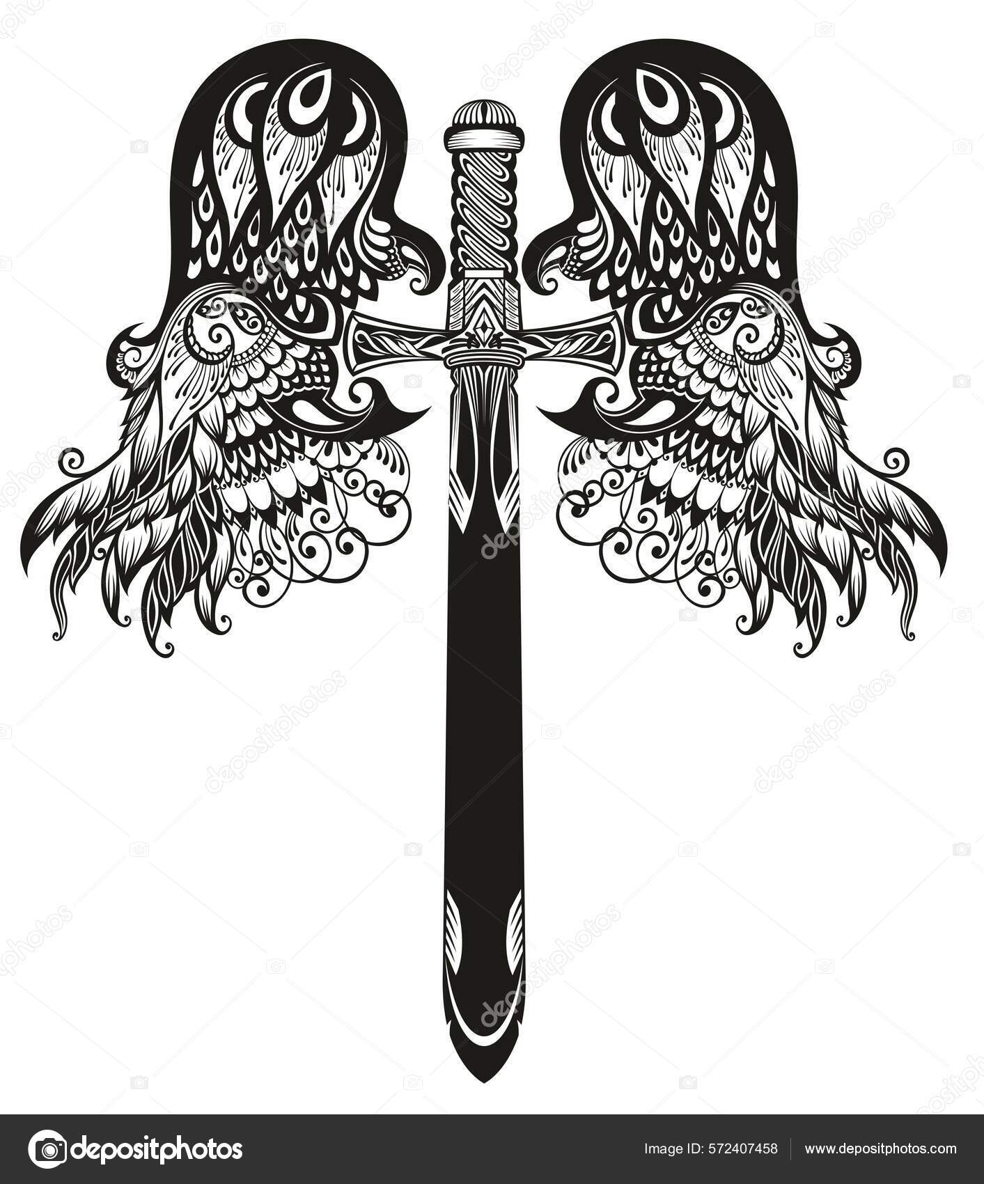 Wings And Sword Tattoo Designs