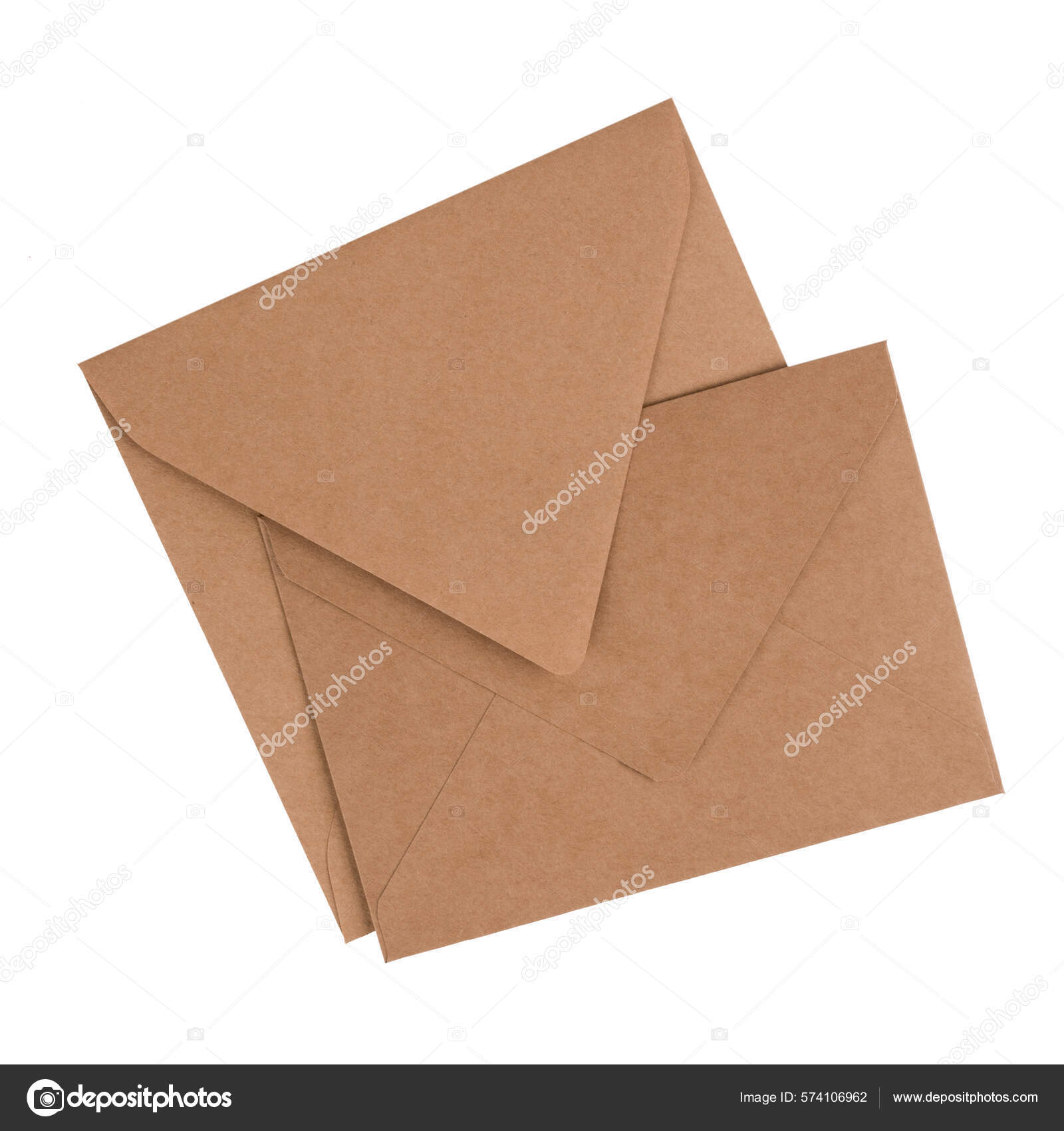 Two Brown Kraft Paper Envelopes Front Back Isolated White Background ...