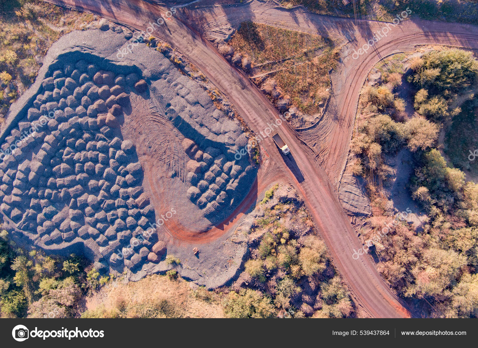 Open Pit Mining Steel Production Giant Iron Ore Quarry Aerial — Stock ...