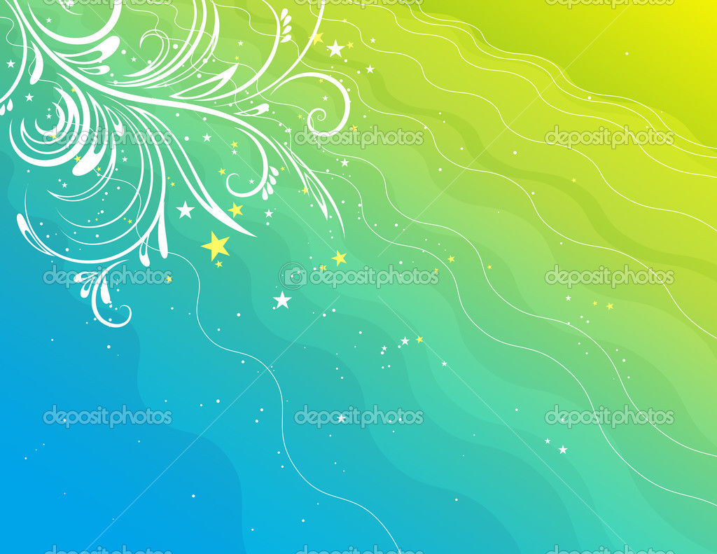 Green background with decorative ornaments, vector illustration Stock ...