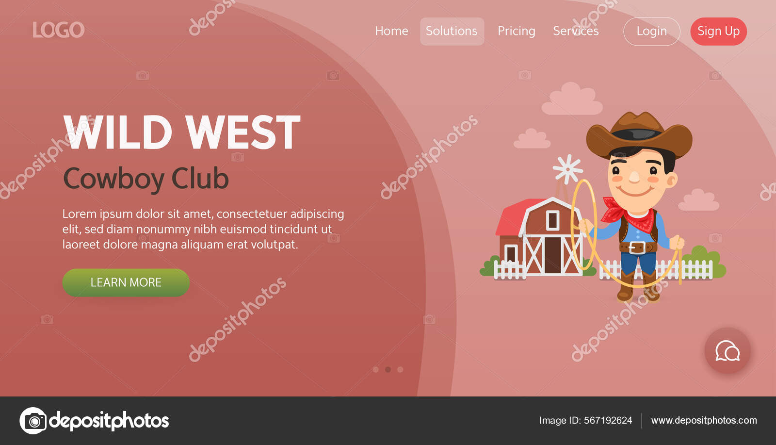 Cowboy Club Website Template Illustration Cowboy Lasso Farm Barn ...