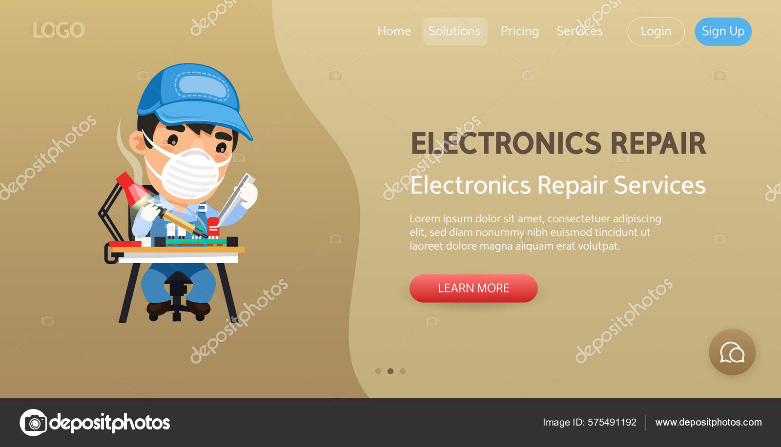 Electronics Repair Services Website Template Illustration Cartoon ...