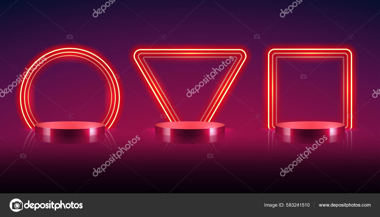 Three Cylinder Podium Triangular Square Red Neon Frames Vector Clip Stock Vector by ©Voysla ...