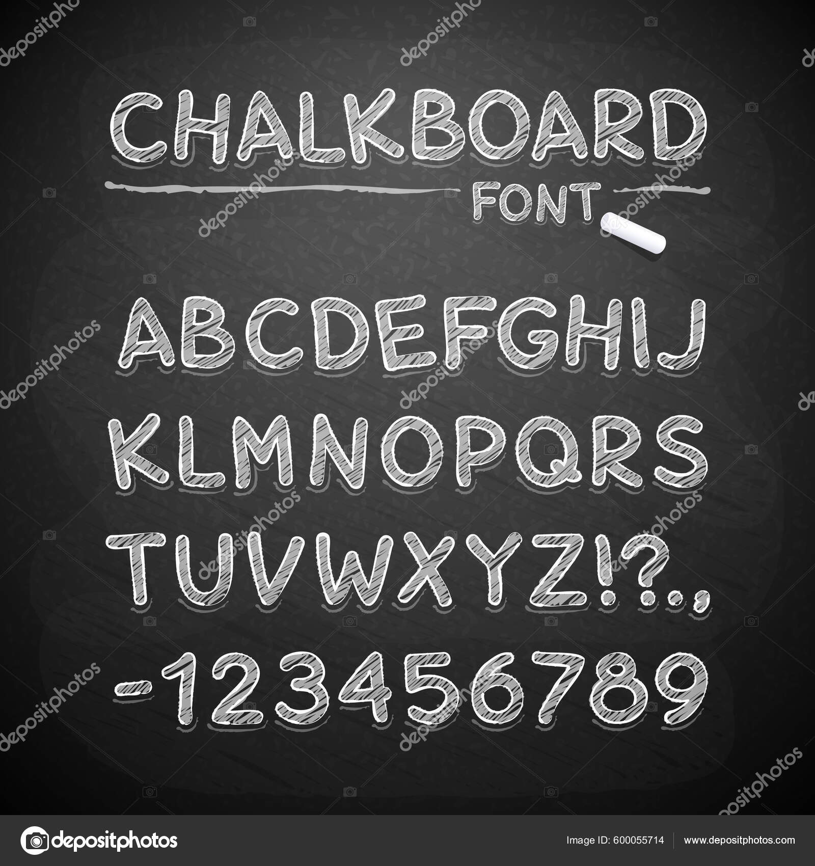 Hand Drawn Chalkboard Alphabet Blackboard Background Cartoon Style ...