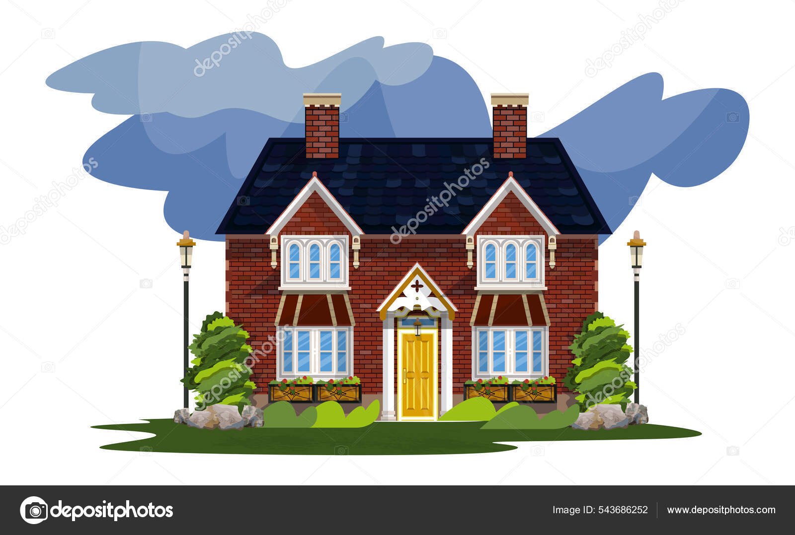 Illustration House English Style Architecture Stock Vector by ...