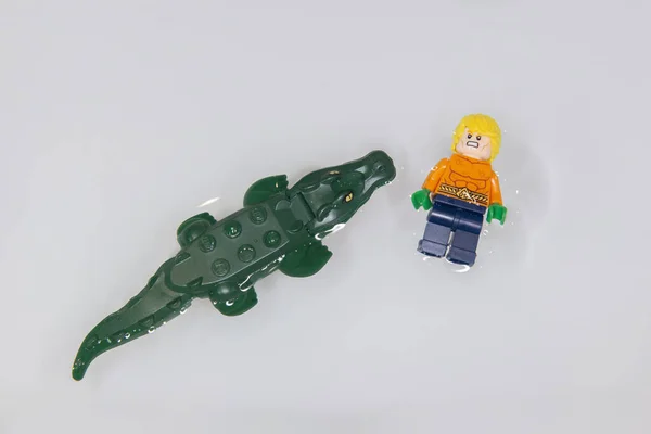 Bauru, Brazil. 7, June, 2022: Top view of Lego minifigure of Aquaman ...