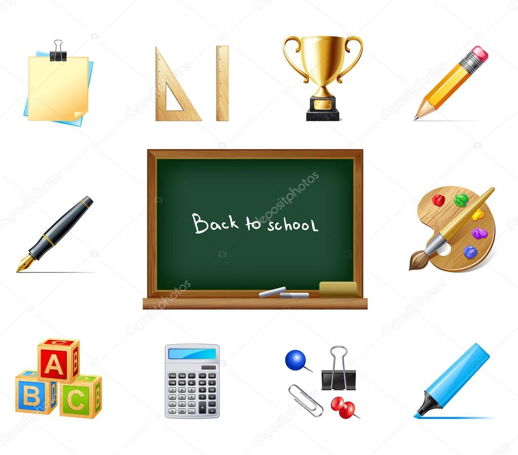 Back to school vector background with education icons Stock ...
