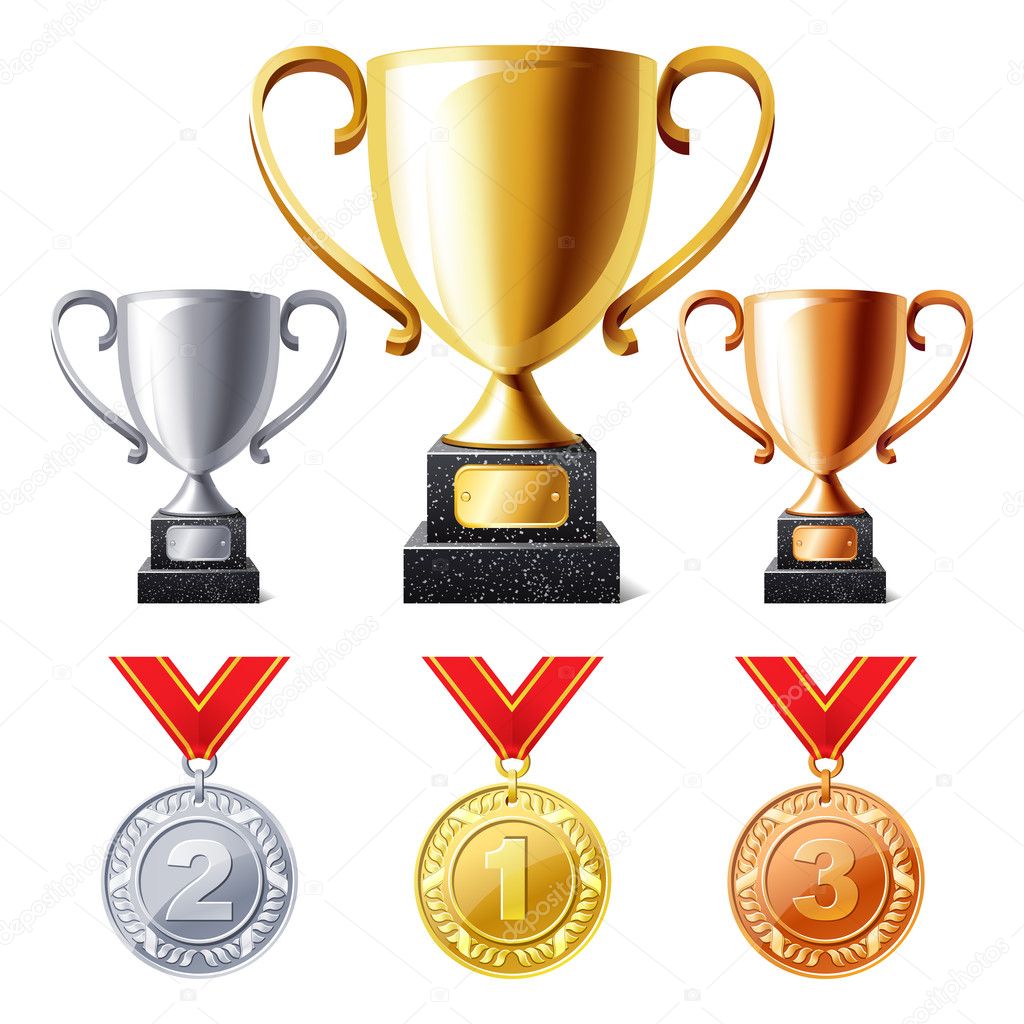 Medallas y trofeos copas — Vector de stock © sonia_eps #40852239