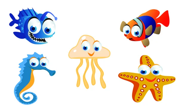 Cute cartoon sea animals — Stock Vector © tigatelu #49595187