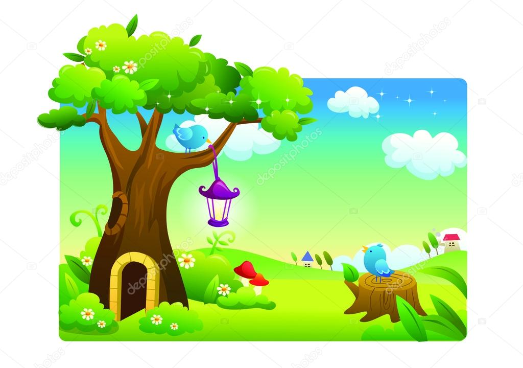 Landscape beautiful and birds Stock Vector by ©amino10 41258101