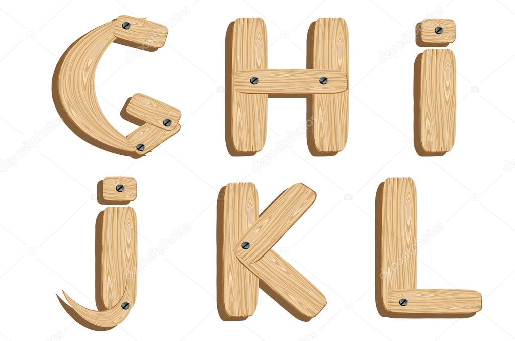 Wooden alphabet letters G,H,I,J,K,L Stock Vector by ©amino10 43953295