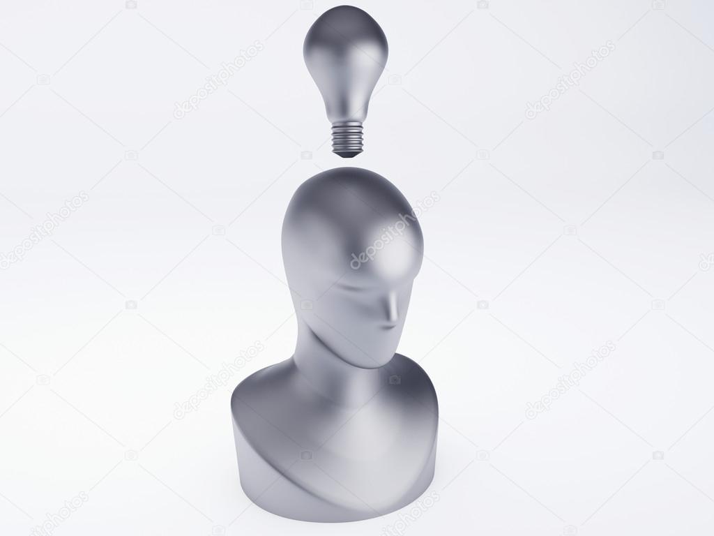 Man thinking with idea bulb over white background Stock Photo by ...