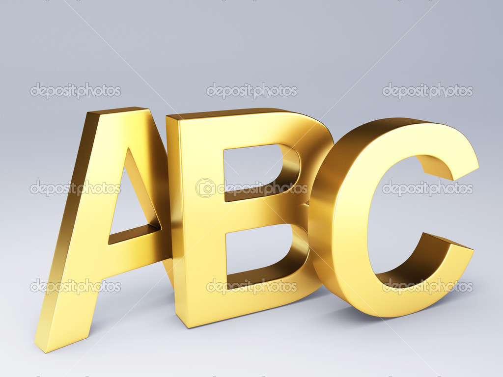 Gold ABC Letters. Education concept. 3d illustration Stock Photo by ...
