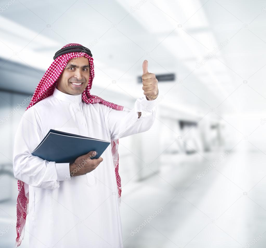Arabian man hand thumb up — Stock Photo © diplomedia #41043501
