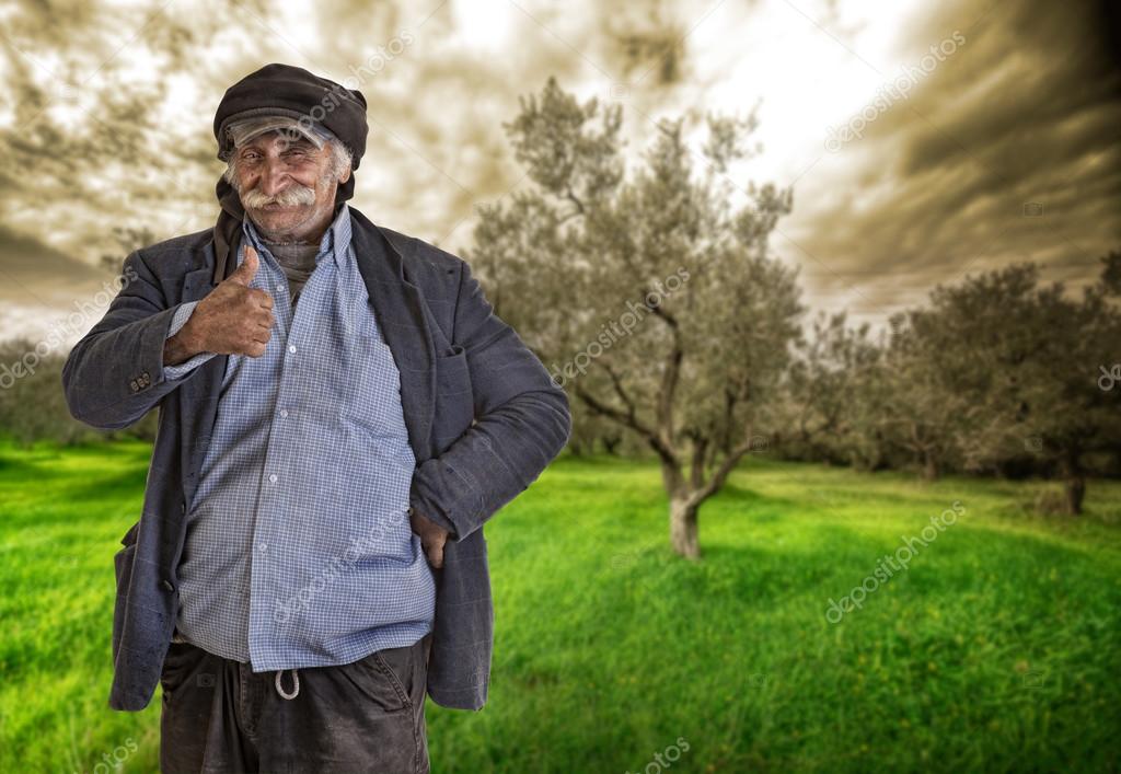 Hombre libanés árabe, granjero con pulgares arriba, camino de recorte ...