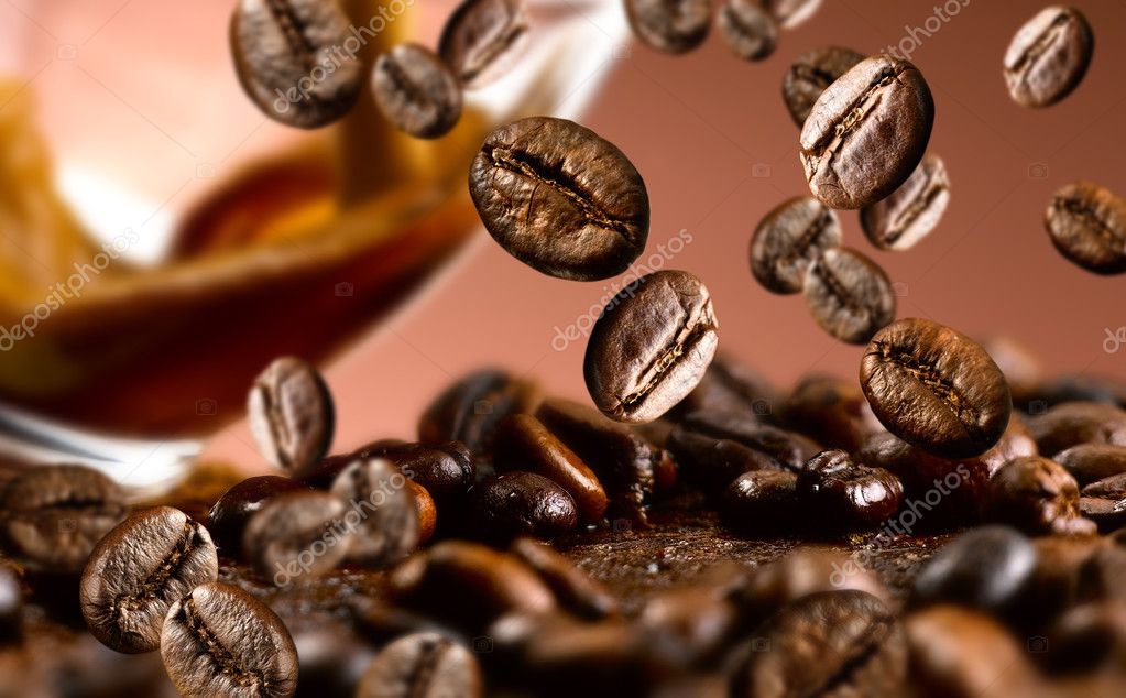 Flying coffee beans — Stock Photo © EcoPimStudio #51274975