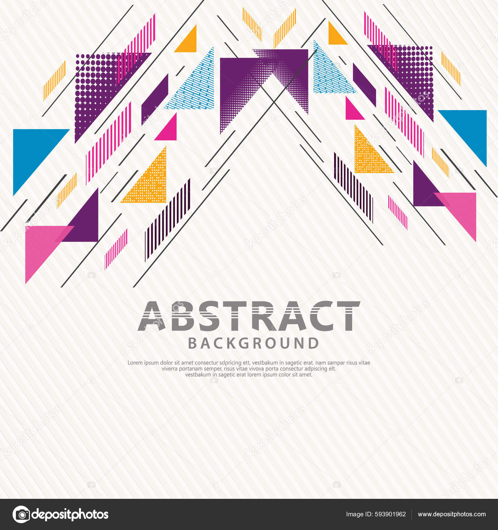 Futuristic Dynamic Colorful Triangle Lines Composition Ornament Texture Modern Pattern Stock