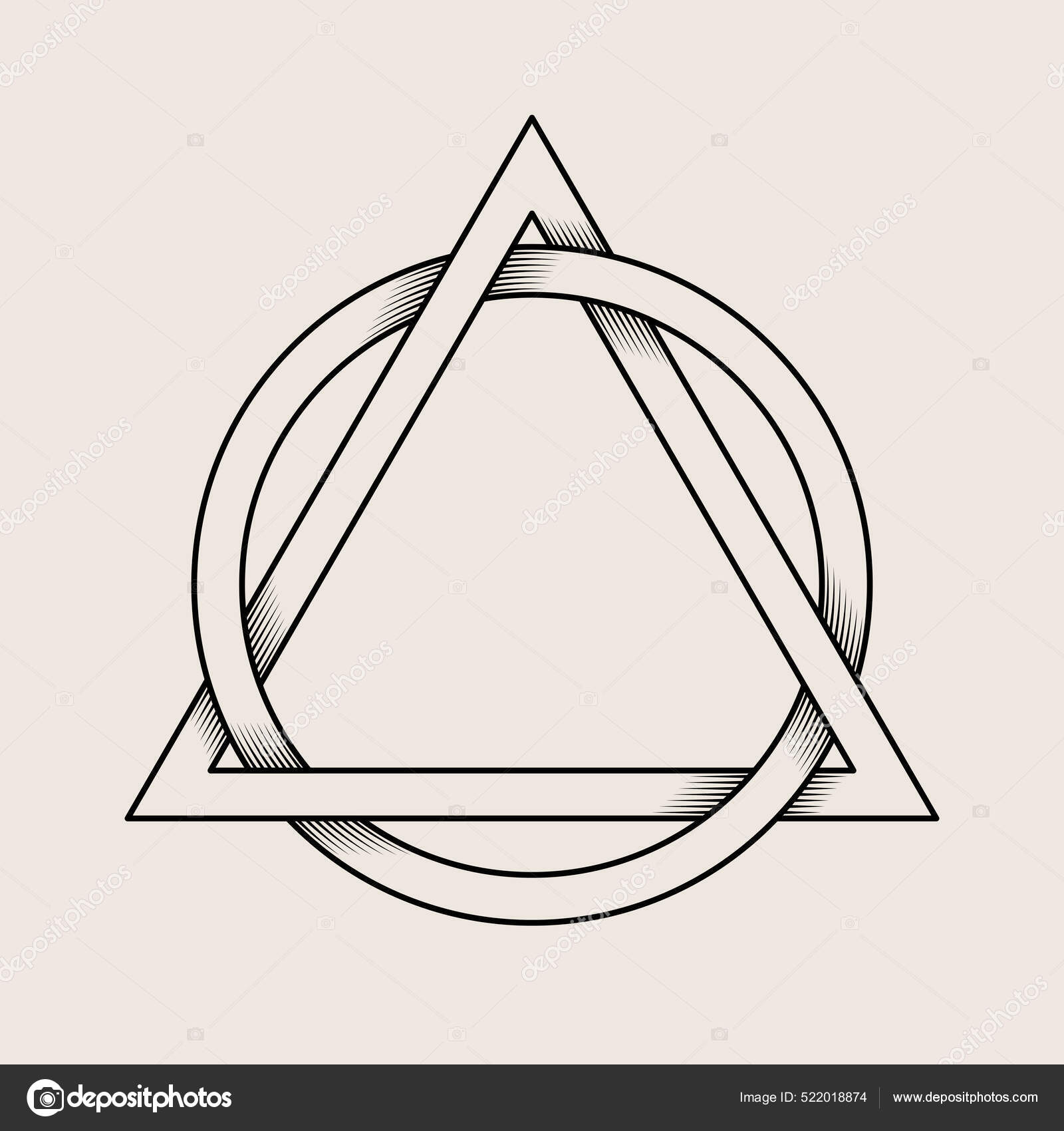 Intertwined Triangle Circle Symbol Geometric Design Element Vector ...