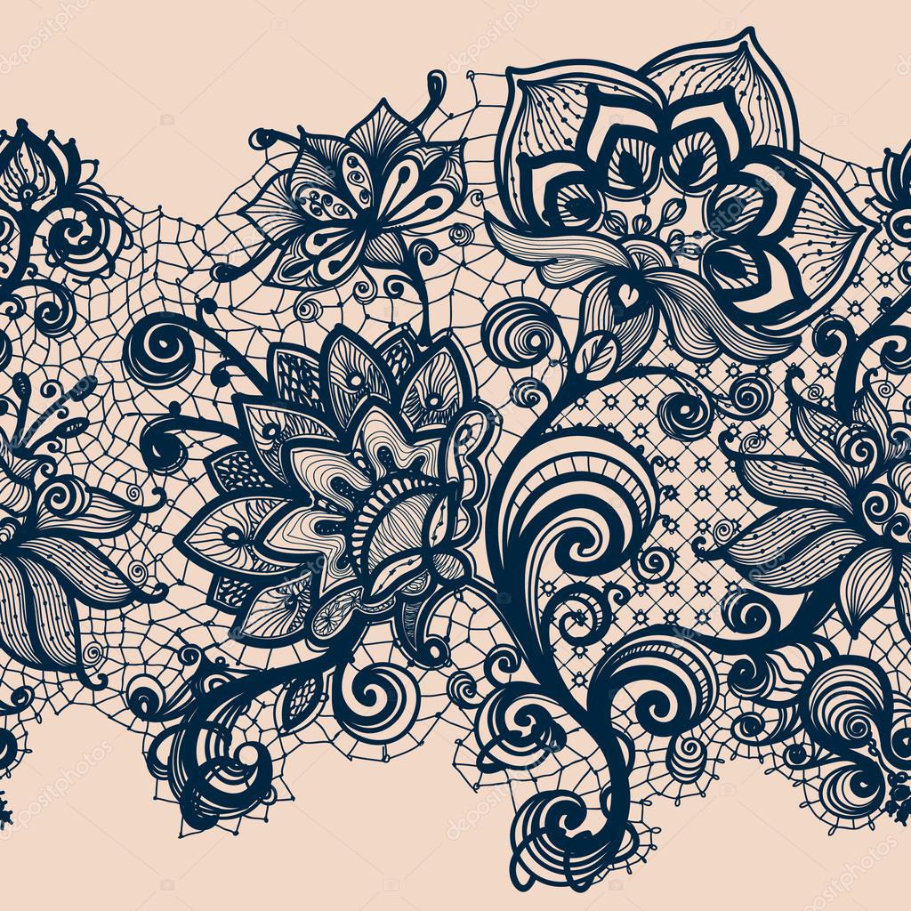 Abstract seamless lace pattern with flowers and butterflies. Stock ...
