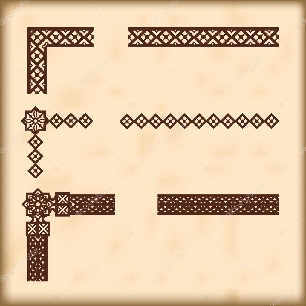 Seamlessly tiling small borders with corner elements — Stock Vector ...