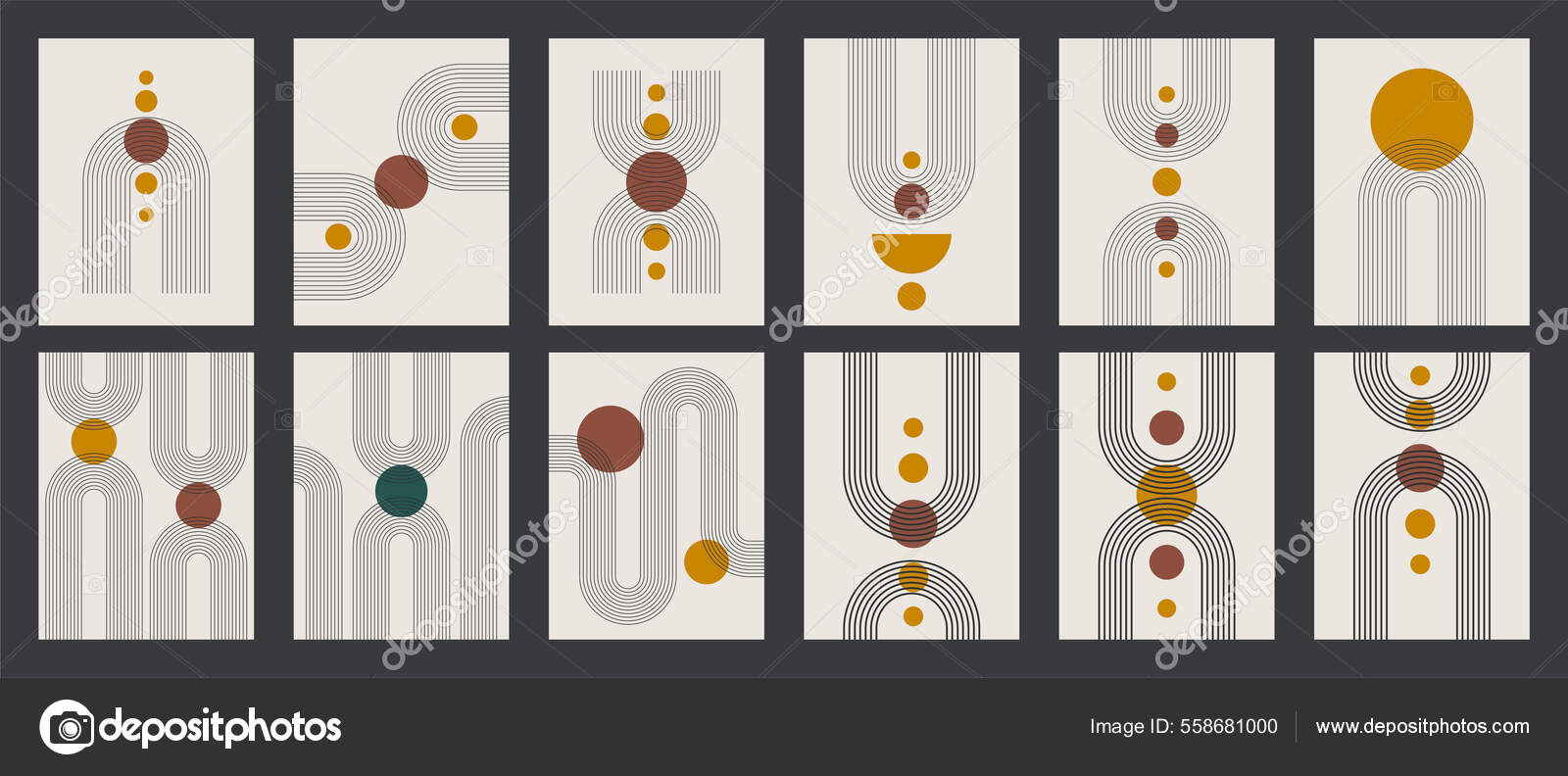 Set Mid Century Modern Minimalist Art Print Organic Natural Shape Stock Vector by ©anna11957 ...