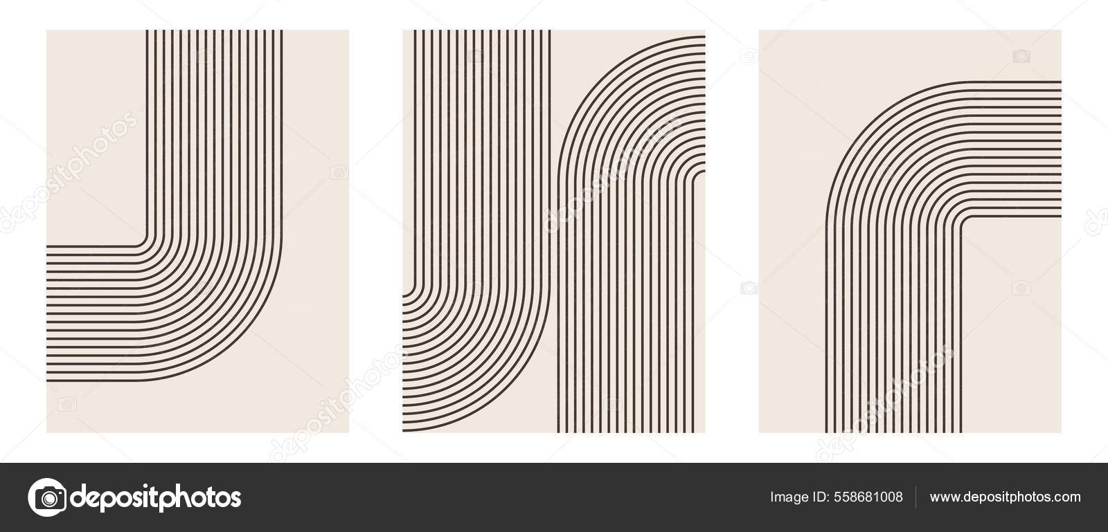 Set Mid Century Modern Minimalist Art Print Organic Natural Shape Stock Vector Image by ...