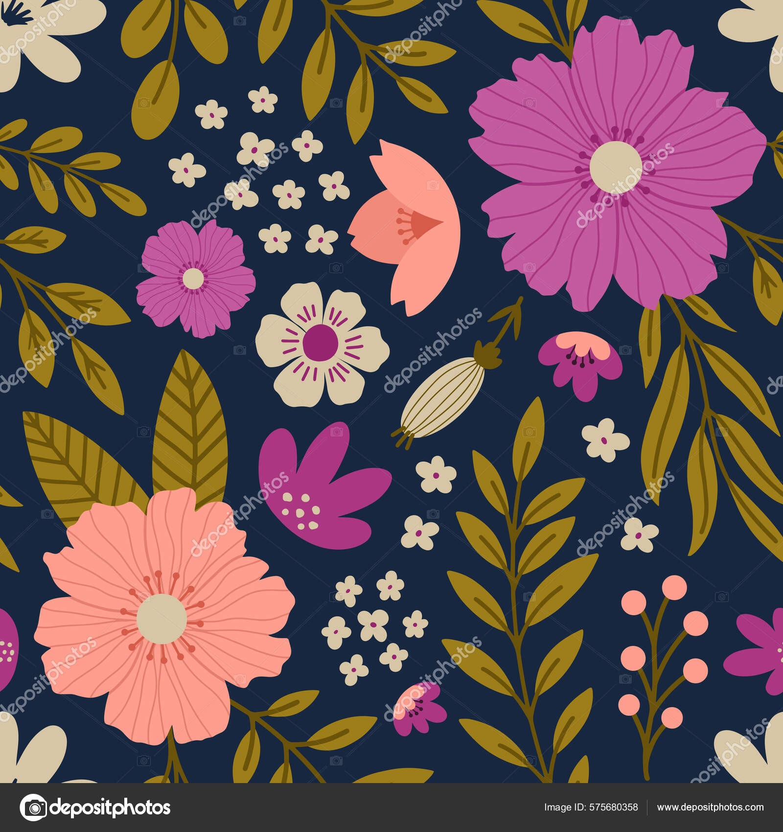 Aesthetic Contemporary Printable Seamless Pattern Spring Botanical ...