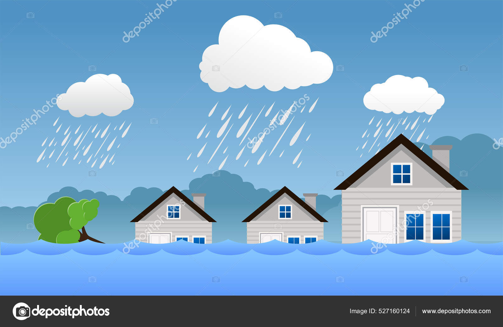 Flooded House Cartoon