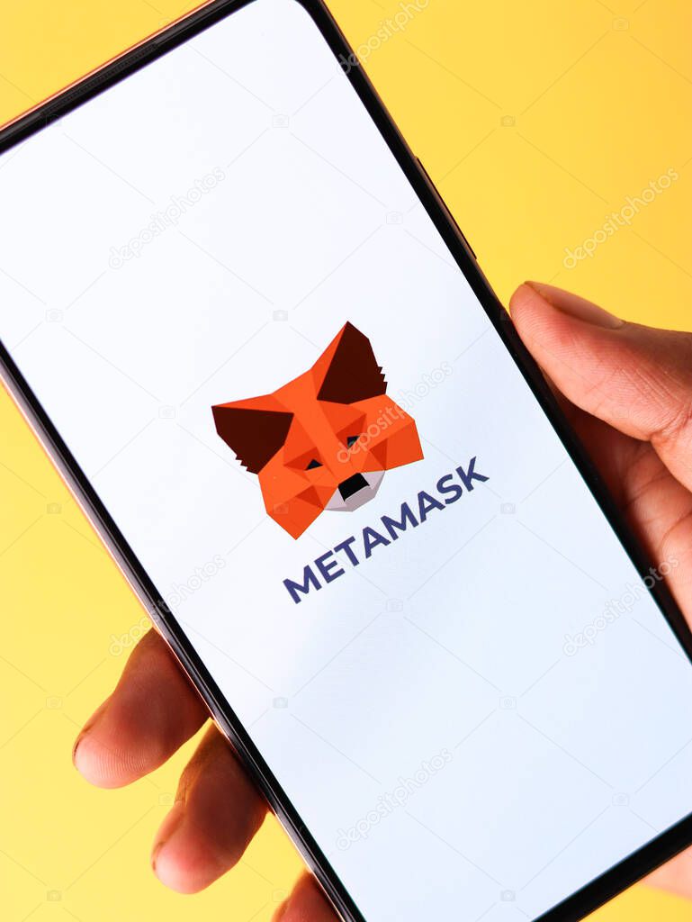 West Bangal, India - September 28, 2021 : MetaMask logo on phone screen stock