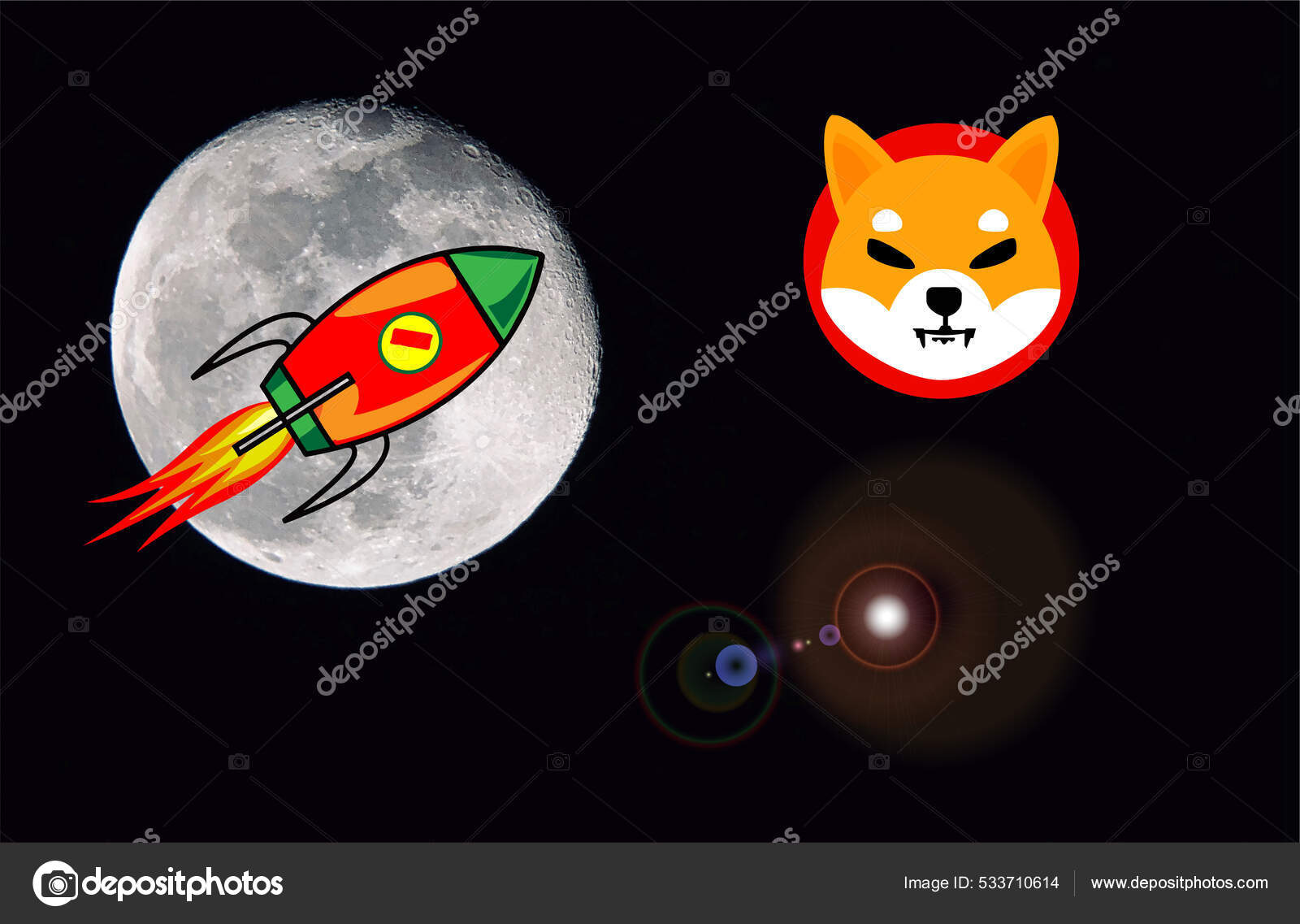 Rocket Shiba Inu Virtual Currency Image Illustrations Stock ...