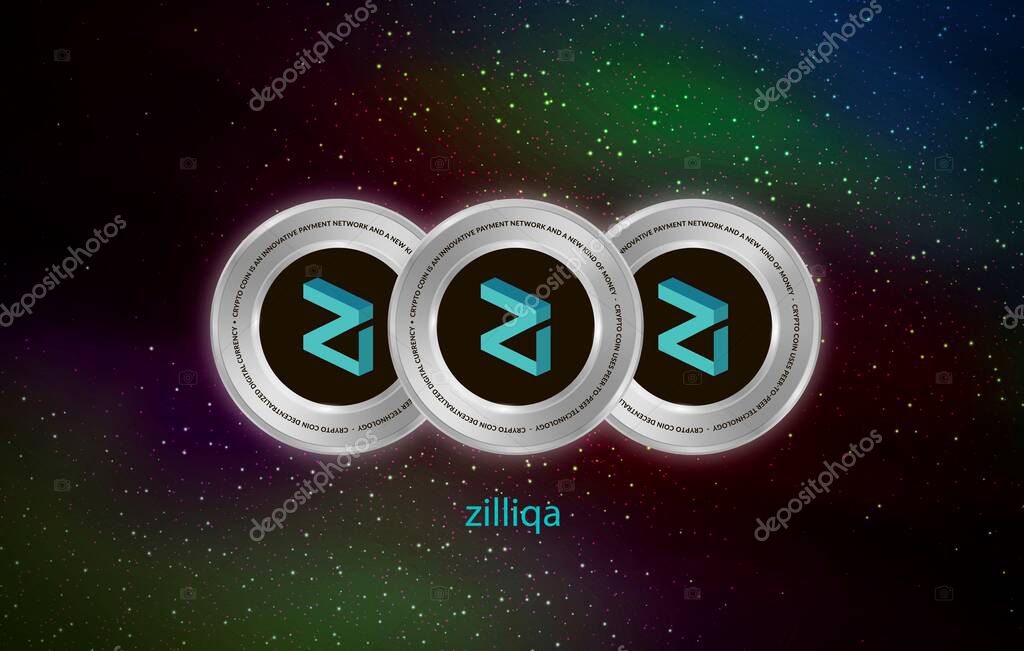 imágenes de moneda virtual zilliqa. ilustraciones 3d. 2022
