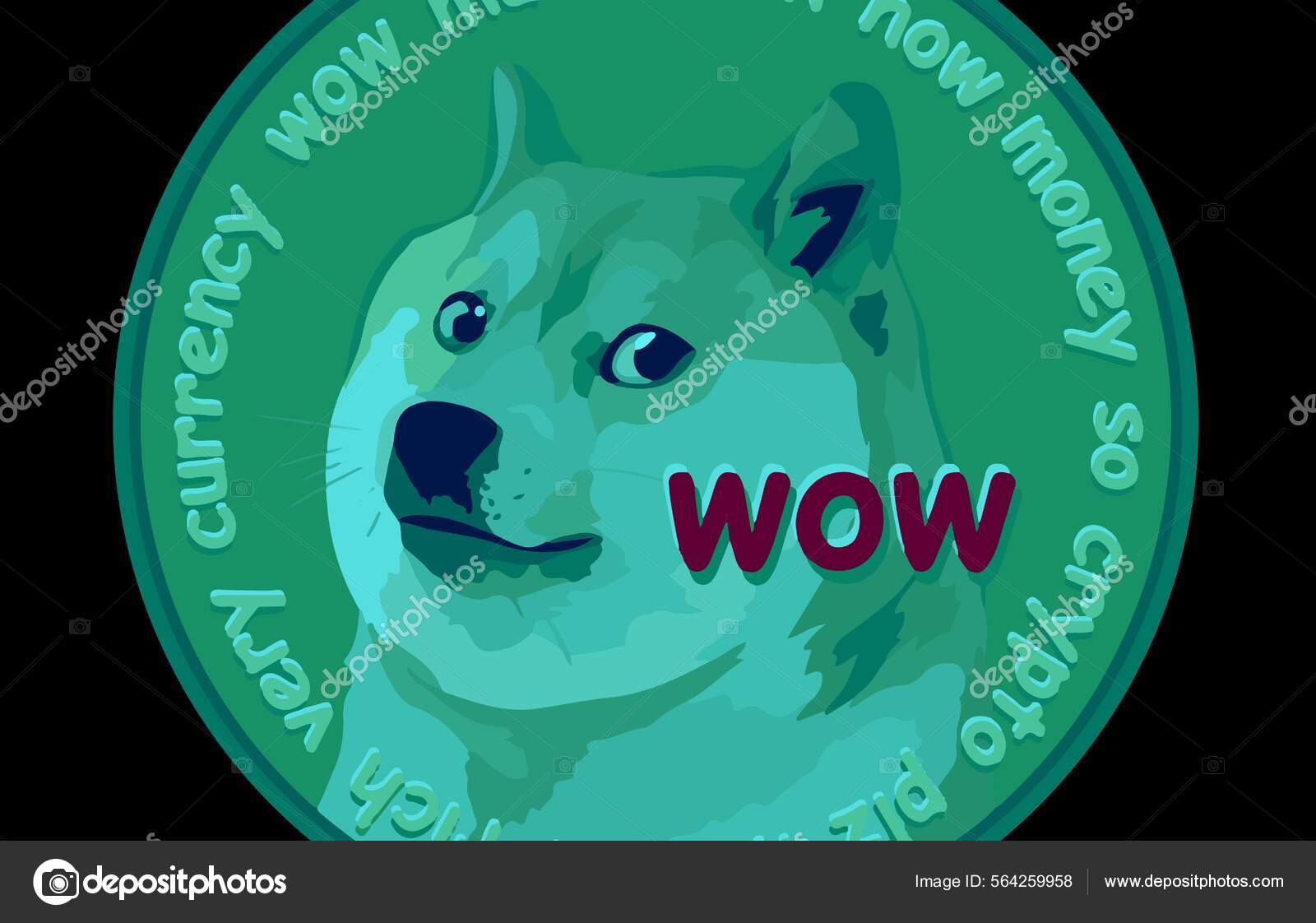 Dogecoin Mascot Virtual Currency Image Black Background Illustrations ...