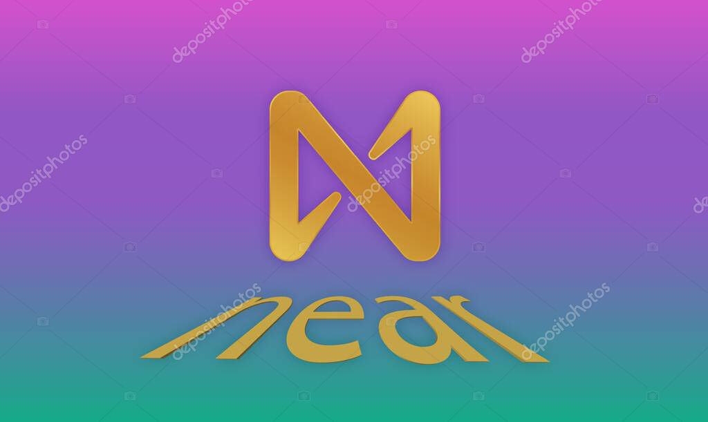 NEAR PROTOCOL coin and logo on digital background. NEAR 3d illustration ...
