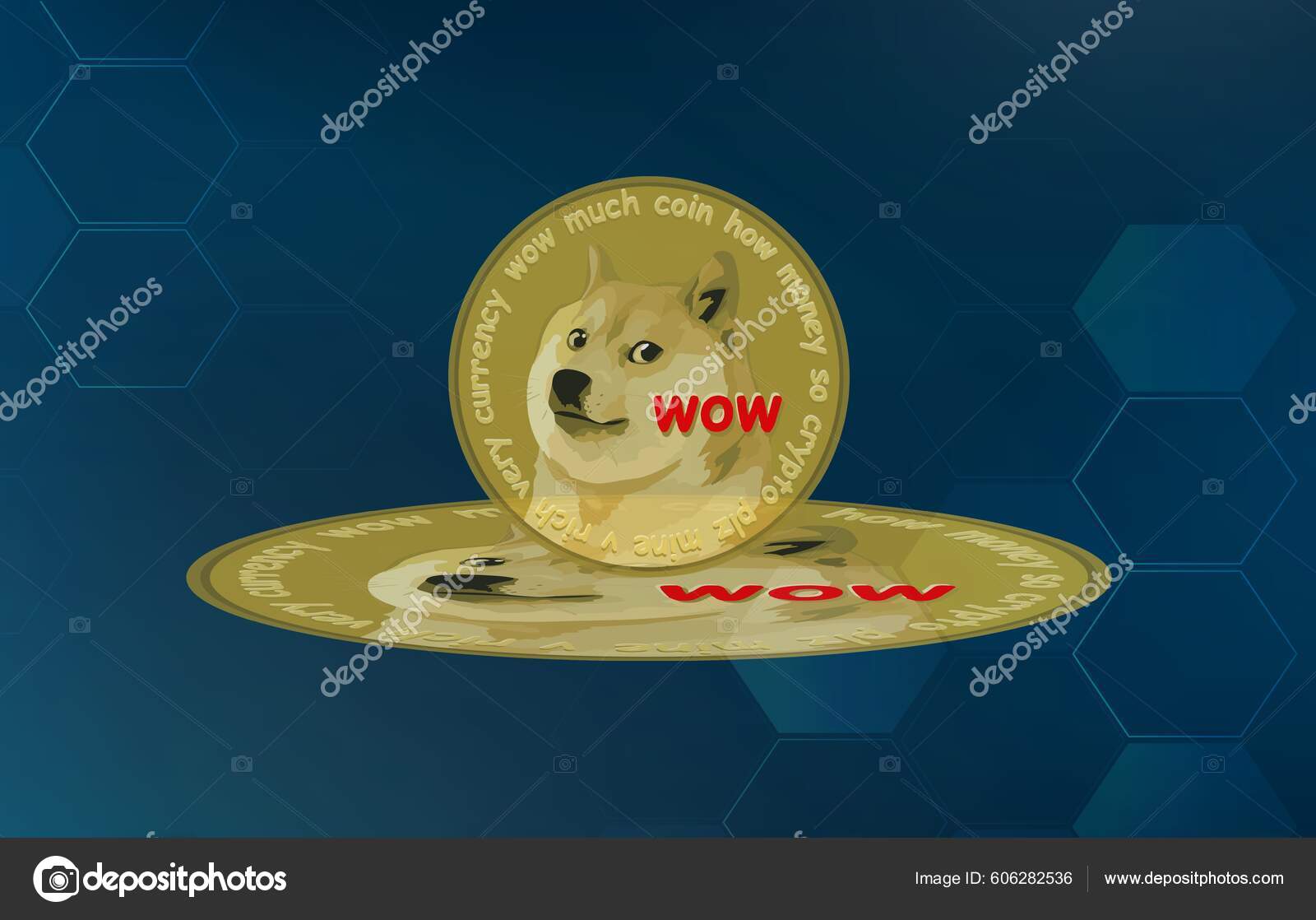 Dogecoin Mascot Virtual Currency Image Black Background Illustrations ...
