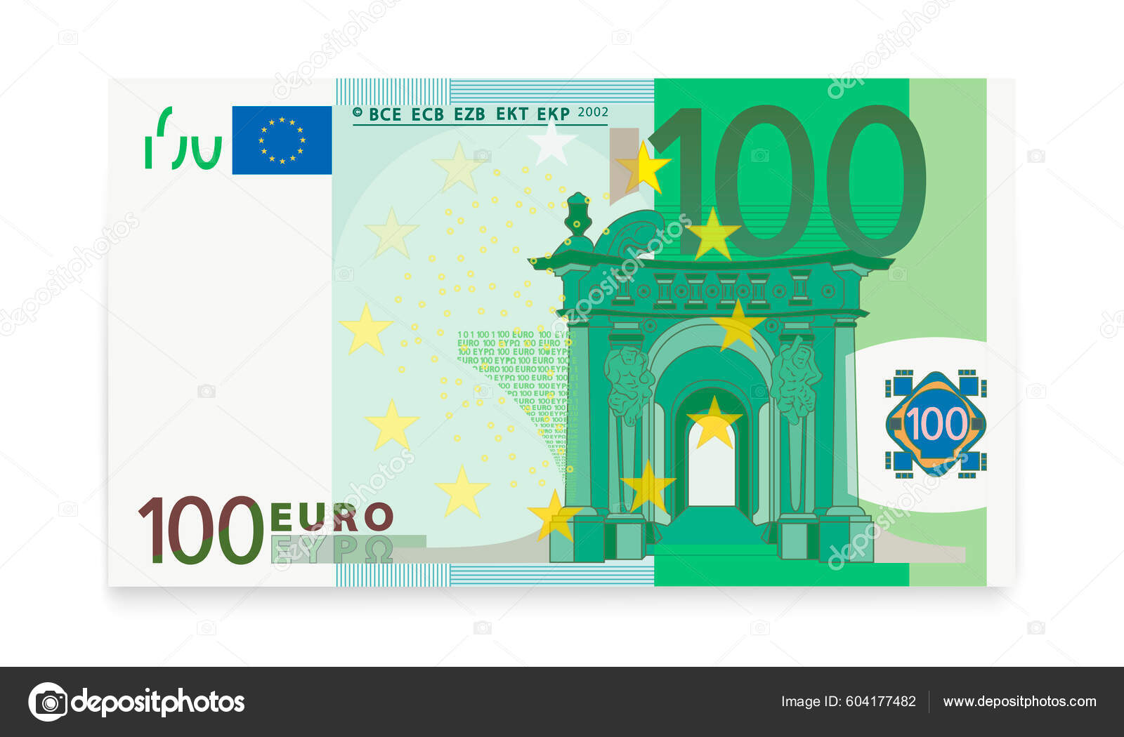 One Hundred Euro Banknotes White Background Stock Vector by ...