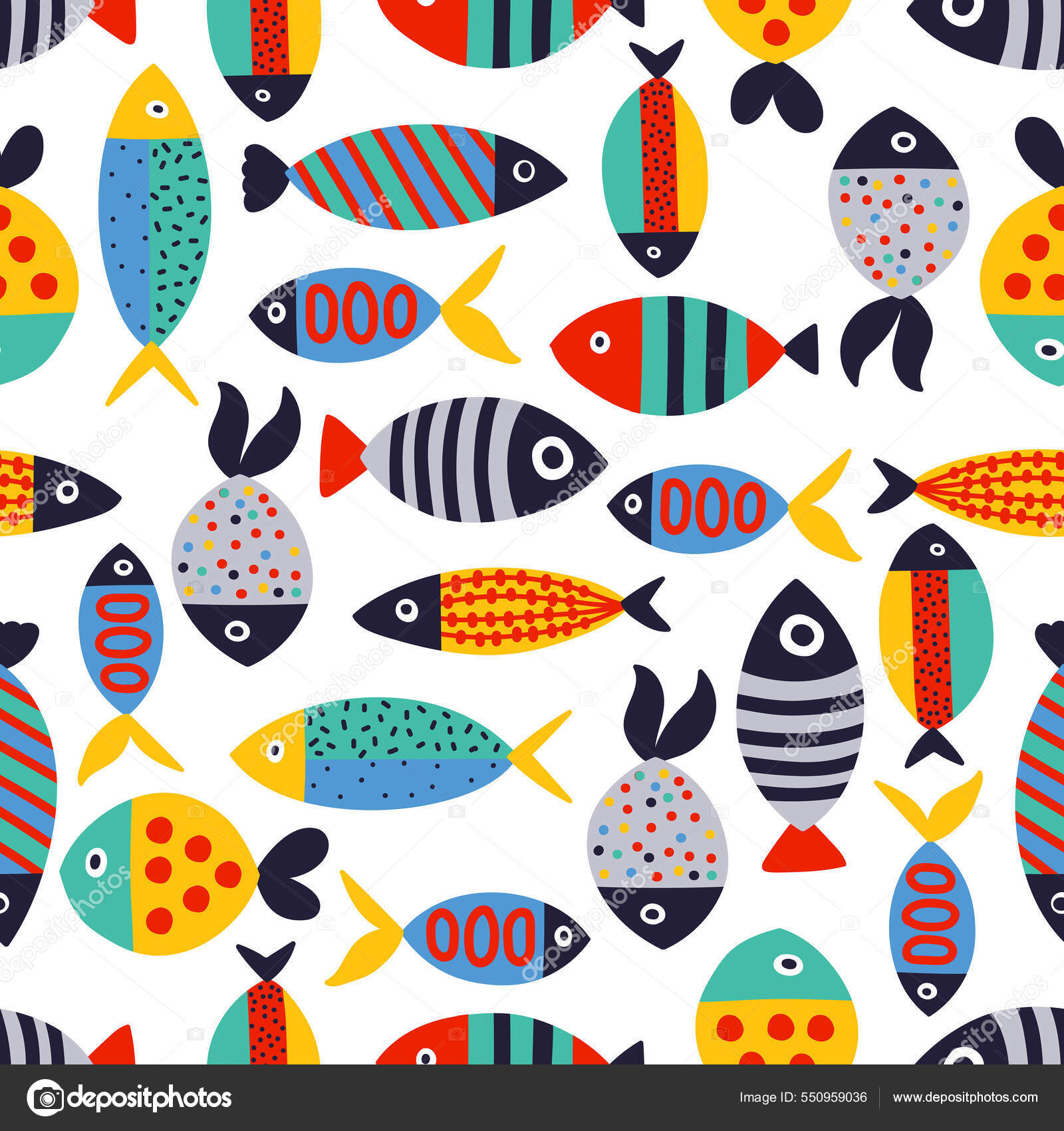 Cute Fish Kids Background Seamless Pattern Can Used Textile Industry Stock Vector by ...