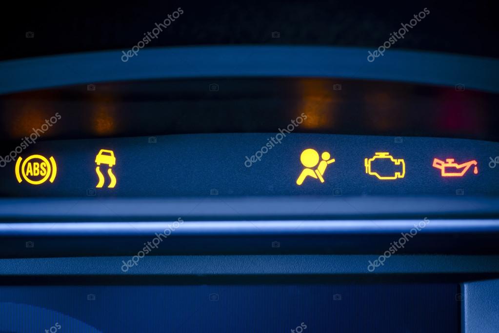 Fragment of instrument panel of car speedometer, tachometer with ...