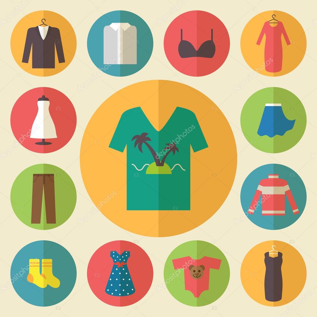 Conjunto de iconos de vector de ropa vector, gráfico vectorial ...