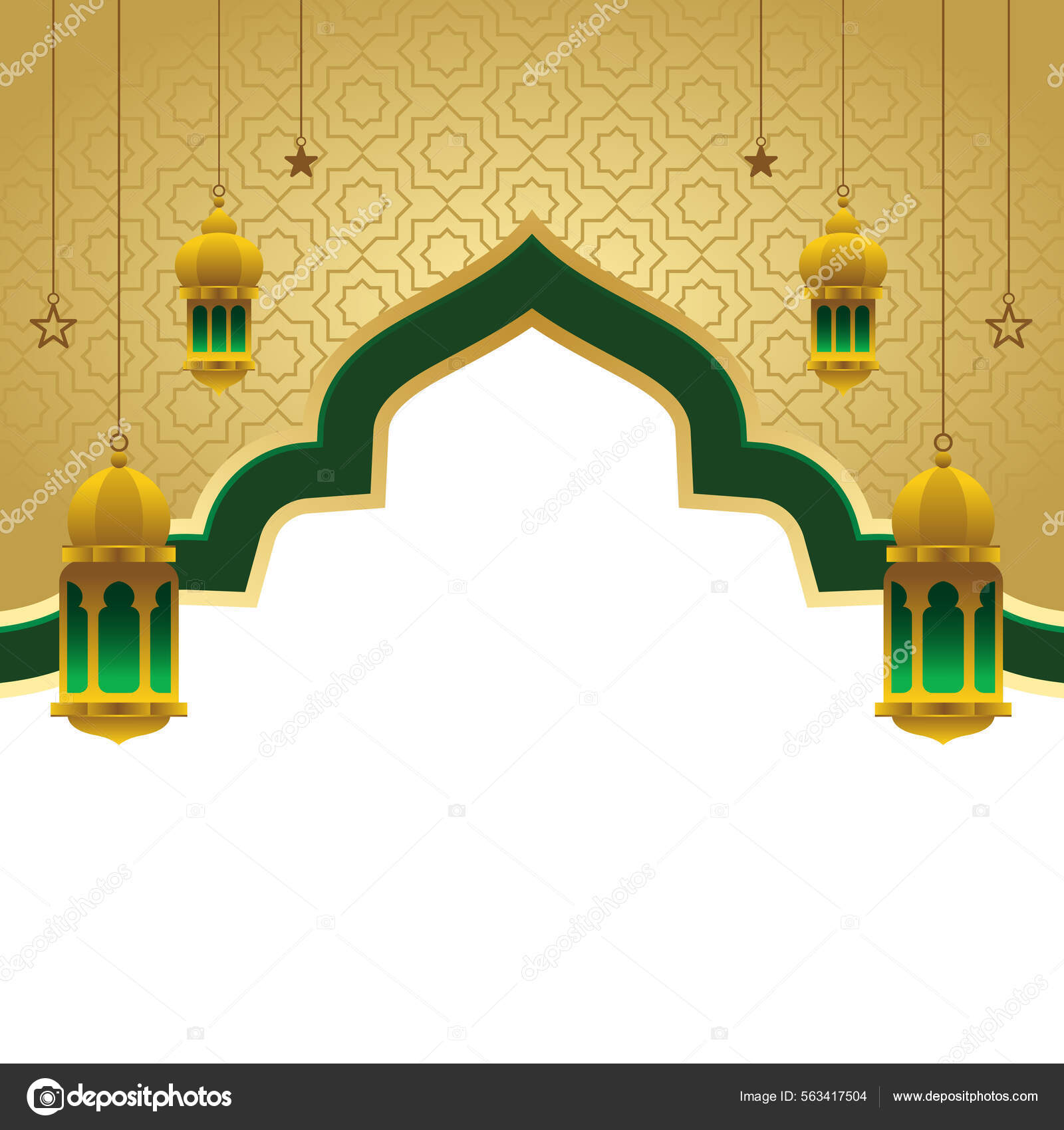Luxury Golden Islamic Background Lanterns Islamic Design Element Vector ...